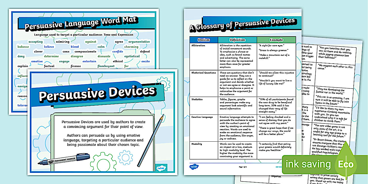 Persuasive Devices List - Teaching Vocabulary - Primary