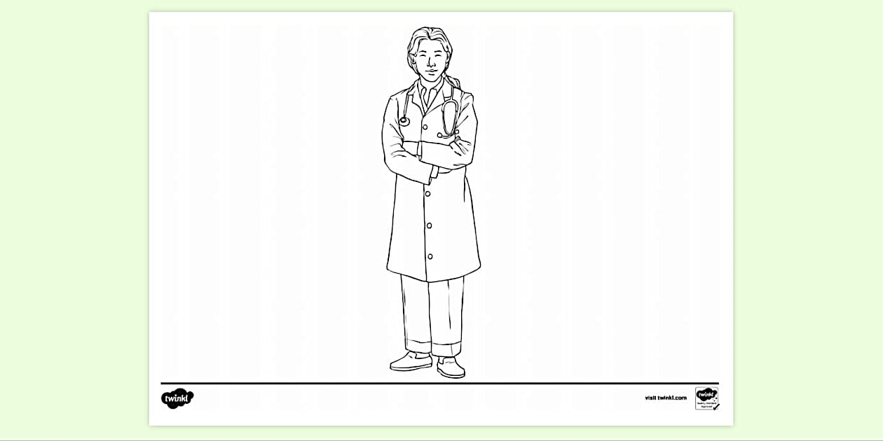 Dr Sante With a Stethoscope Colouring | Colouring Sheets