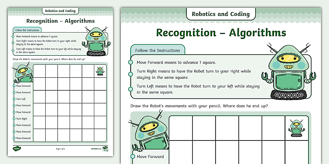 Robotics And Coding Worksheet Follow The Instructions