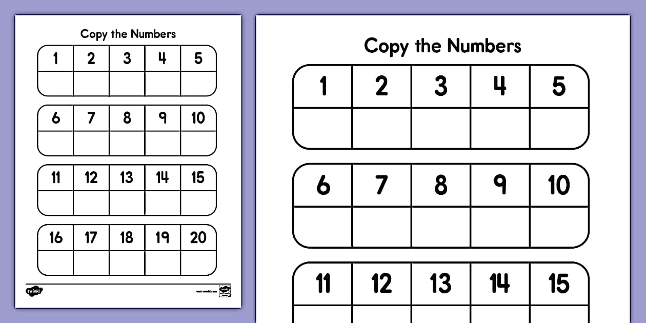 Copy Numbers 1–20 | Math Resource | Twinkl USA - Twinkl