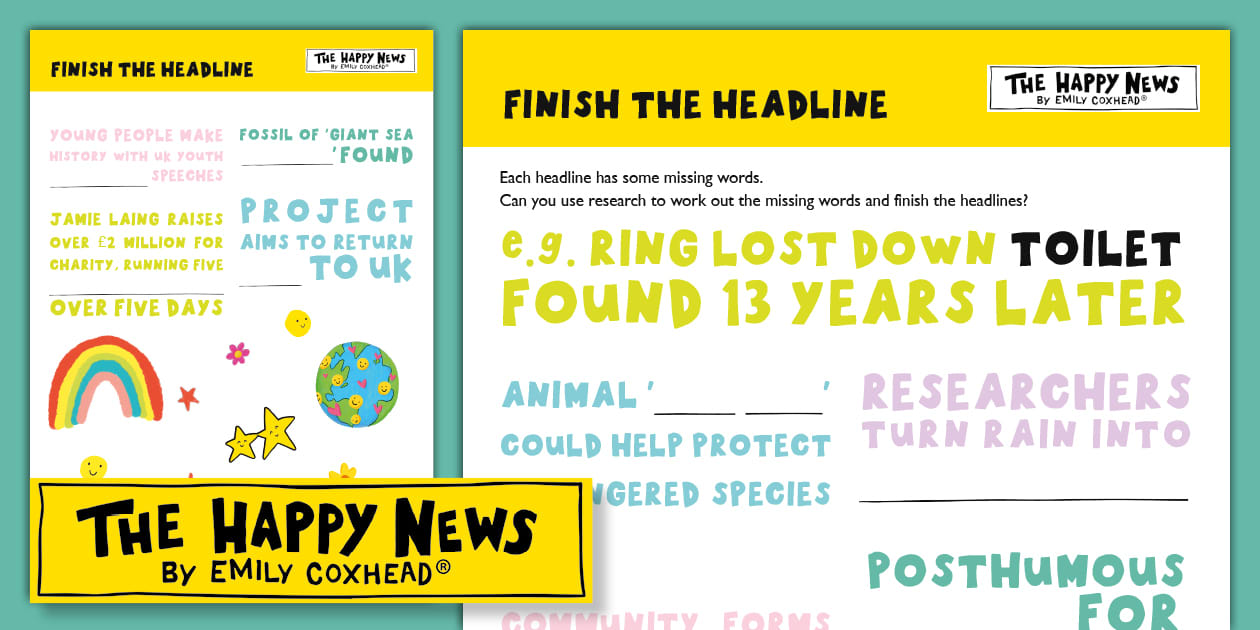 The Happy Newspaper: Finish the Headline (Issue 38) - Twinkl
