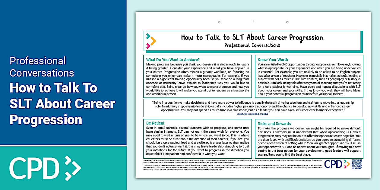 How to Talk To SLT About Career Progression (teacher made)
