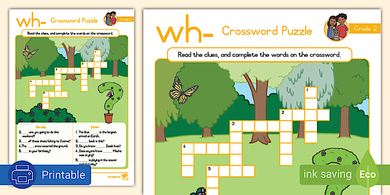 Grade 2 Phonics Crossword Puzzle wh- (teacher made) - Twinkl