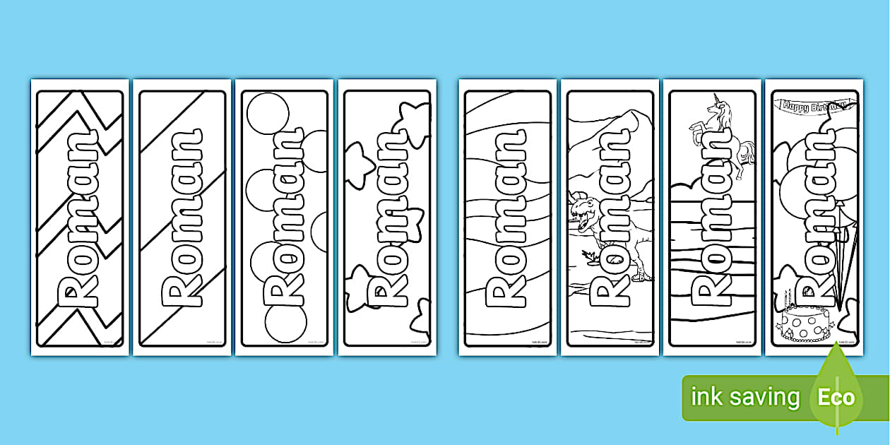 Roman Name Simple Colouring Bookmarks (teacher made)