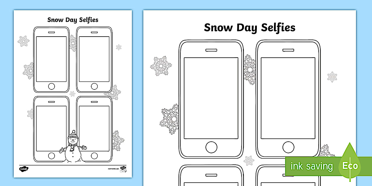 Snow Day Selfies Worksheet (teacher made) - Twinkl