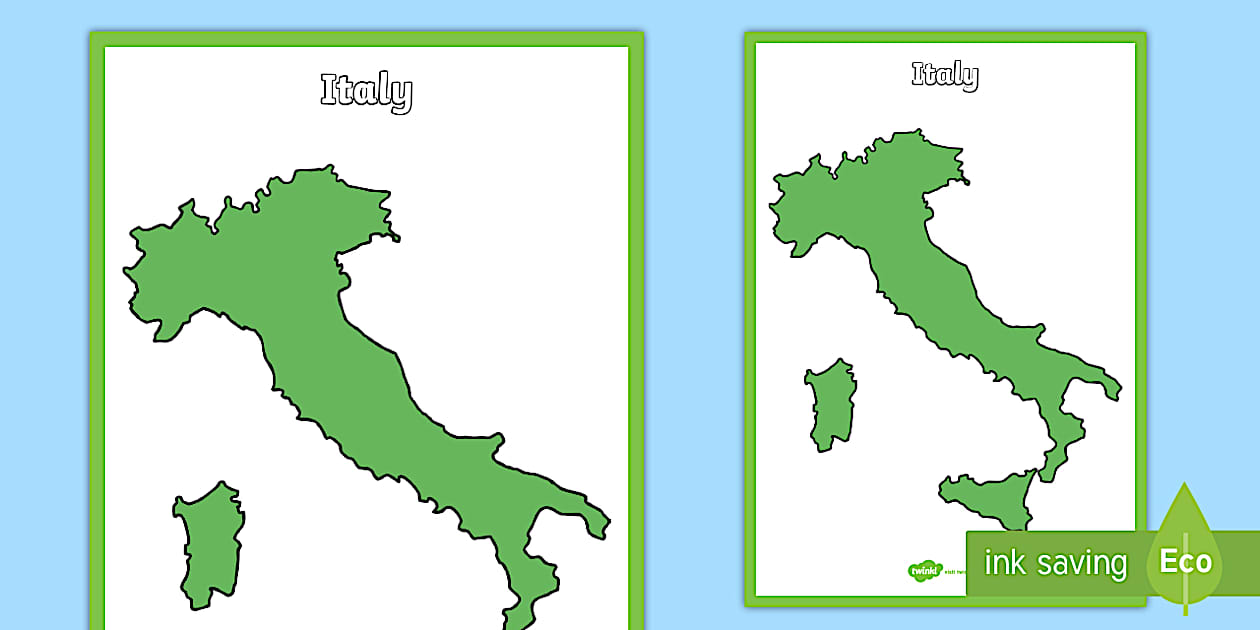 Large Blank Map of Italy (teacher made) - Twinkl