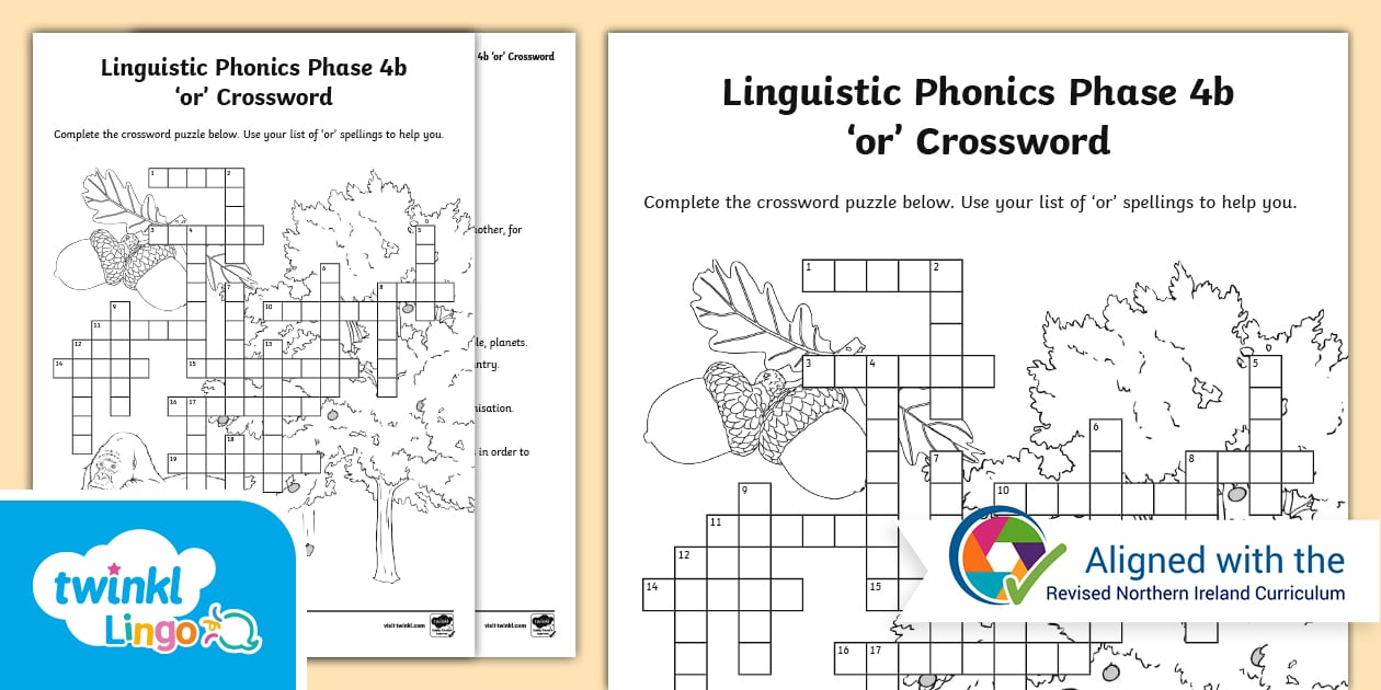 Linguistic Phonics Phase 4b 'or' Crossword (teacher made)