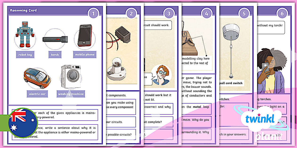 Year 6 Science Electricity Reasoning Cards (teacher made)