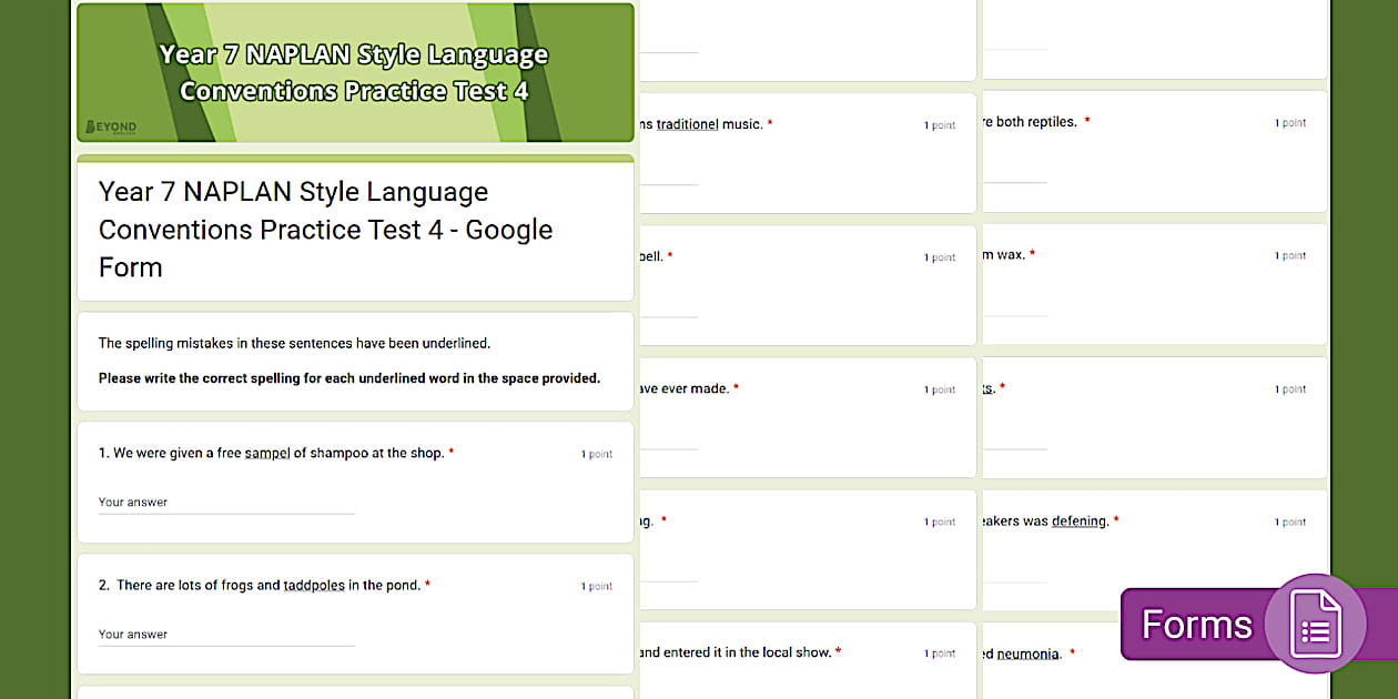 Year 7 NAPLAN Language Conventions Practice Test - Beyond