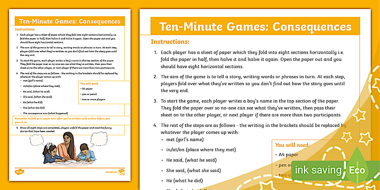 10-Minute Games: Consequences (teacher made) - Twinkl