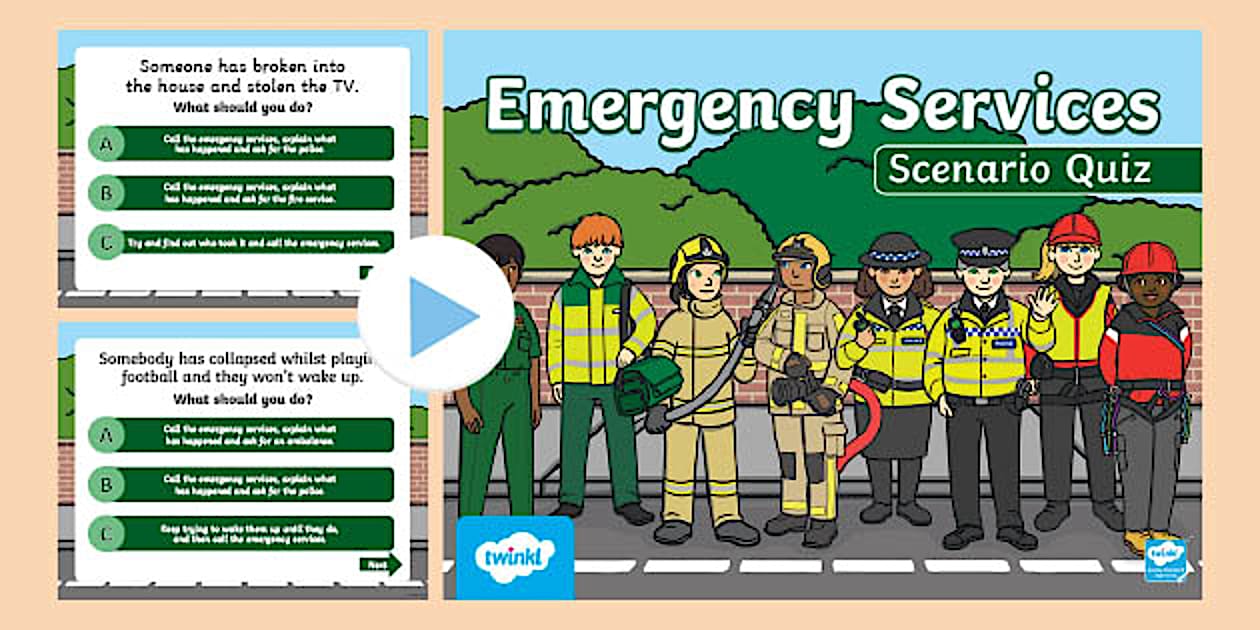 Emergency Services Scenario Quiz PowerPoint - Twinkl