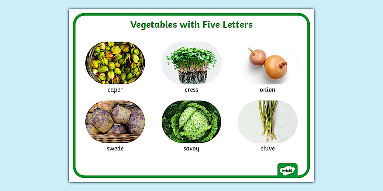 Vegetables with Five Letters Word Mat (teacher made)