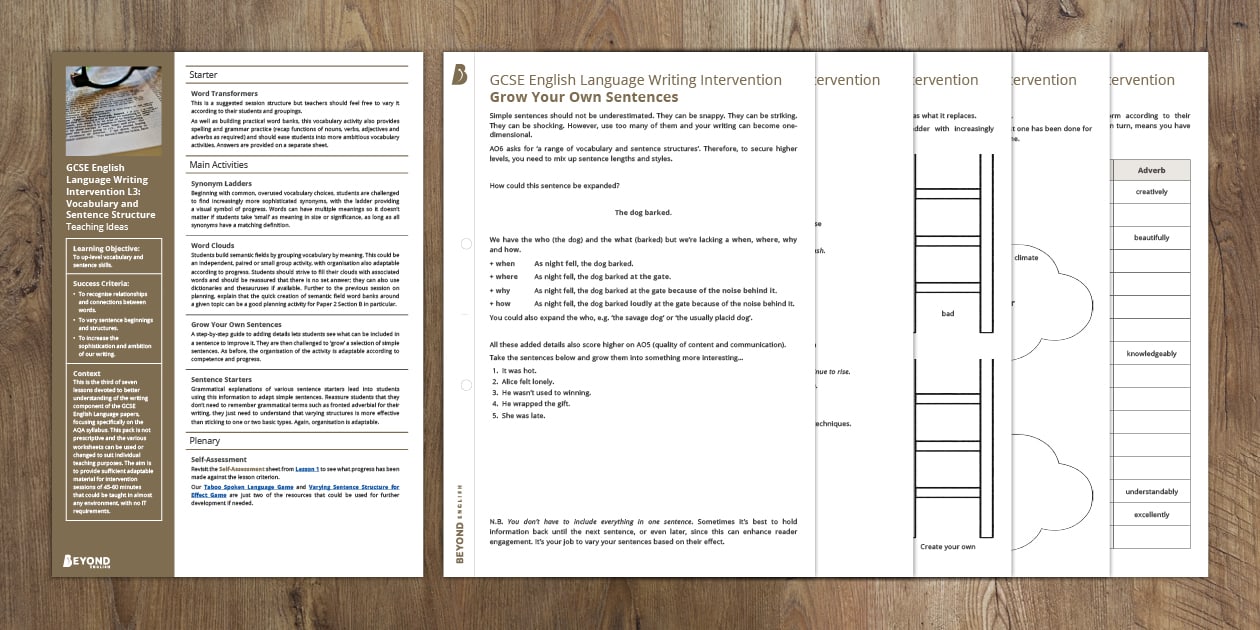 GCSE English Language Writing Intervention - L3: Vocabulary and Sentence