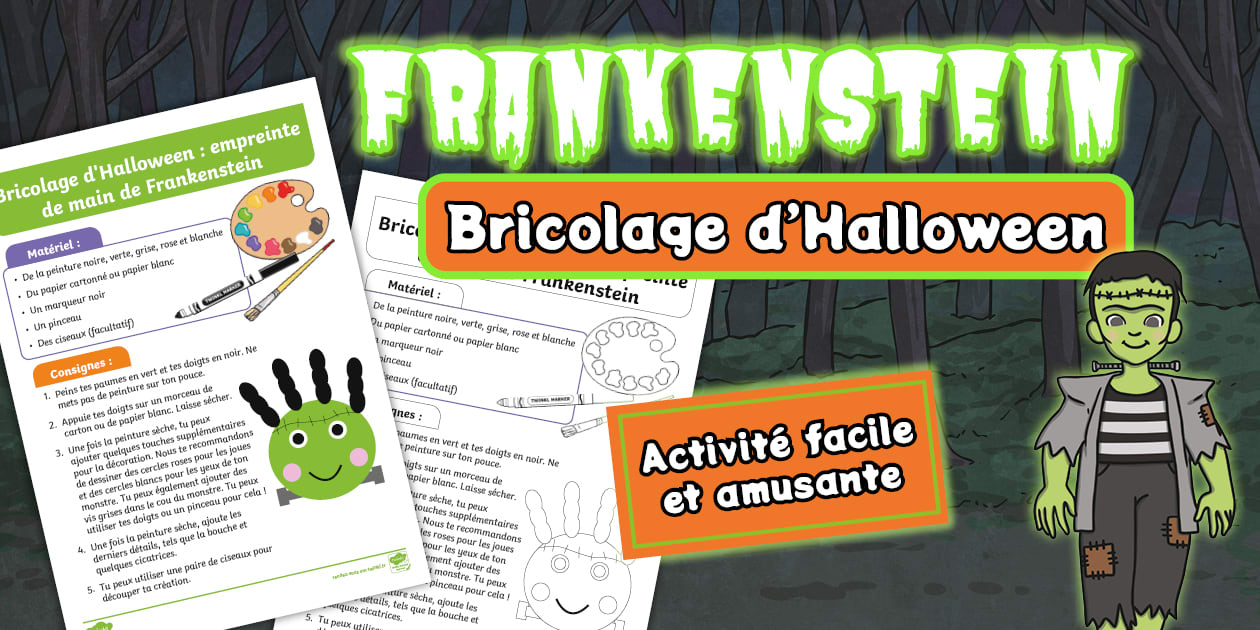 Activité de bricolage d'Halloween - Frankenstein
