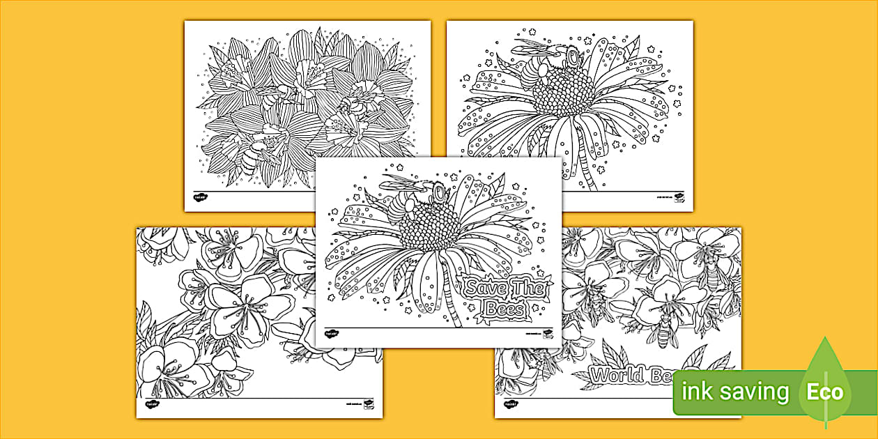 FREE World Bee Day Mindfulness Colouring Pages - Twinkl