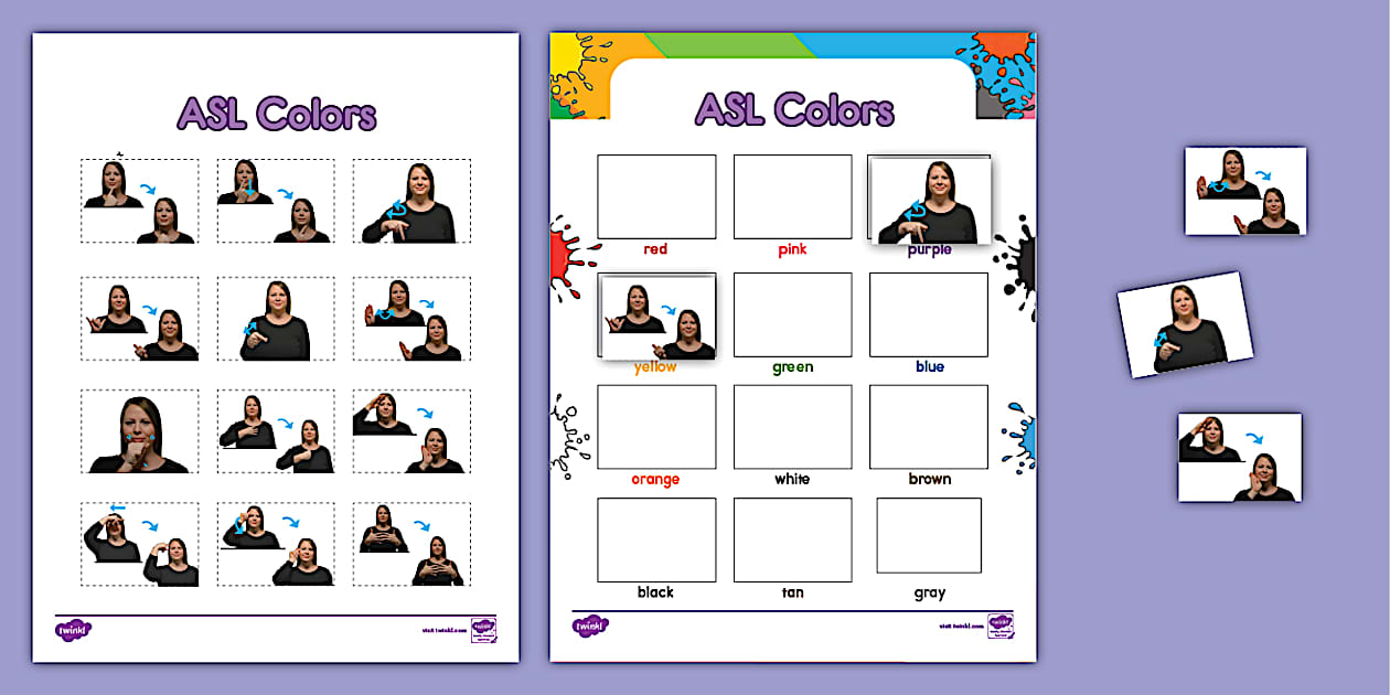ASL Colors Cut and Paste Worksheet (teacher made) - Twinkl