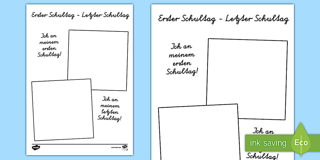 Erster Schultag Letzer Schultag Bilderrahmen Arbeitsblatt