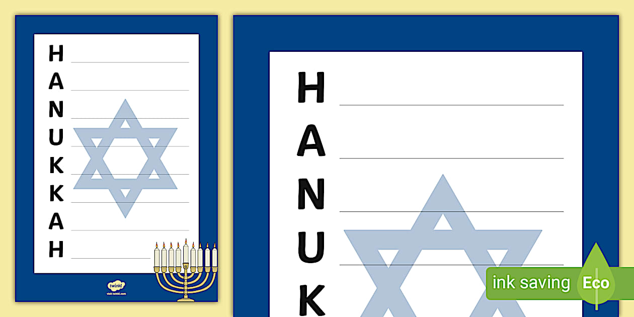Hanukkah Acrostic Poem (teacher made) - Twinkl
