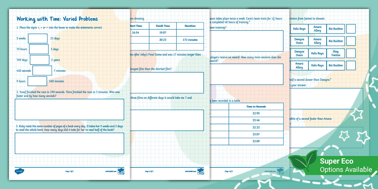 Working with Time: Varied Problems (Ages 9 - 10) - Twinkl