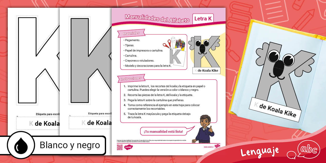 Manualidad Letra K Mayúscula | Actividad de Motricidad Fina