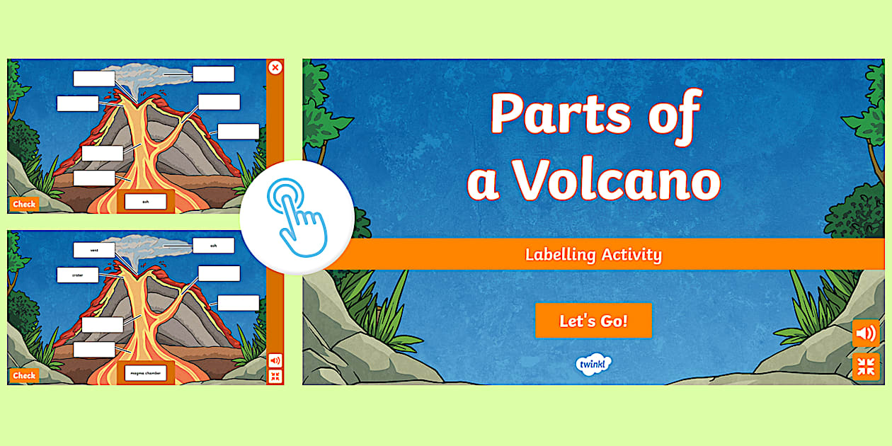 Parts of a Volcano Interactive Labelling Activity - Twinkl