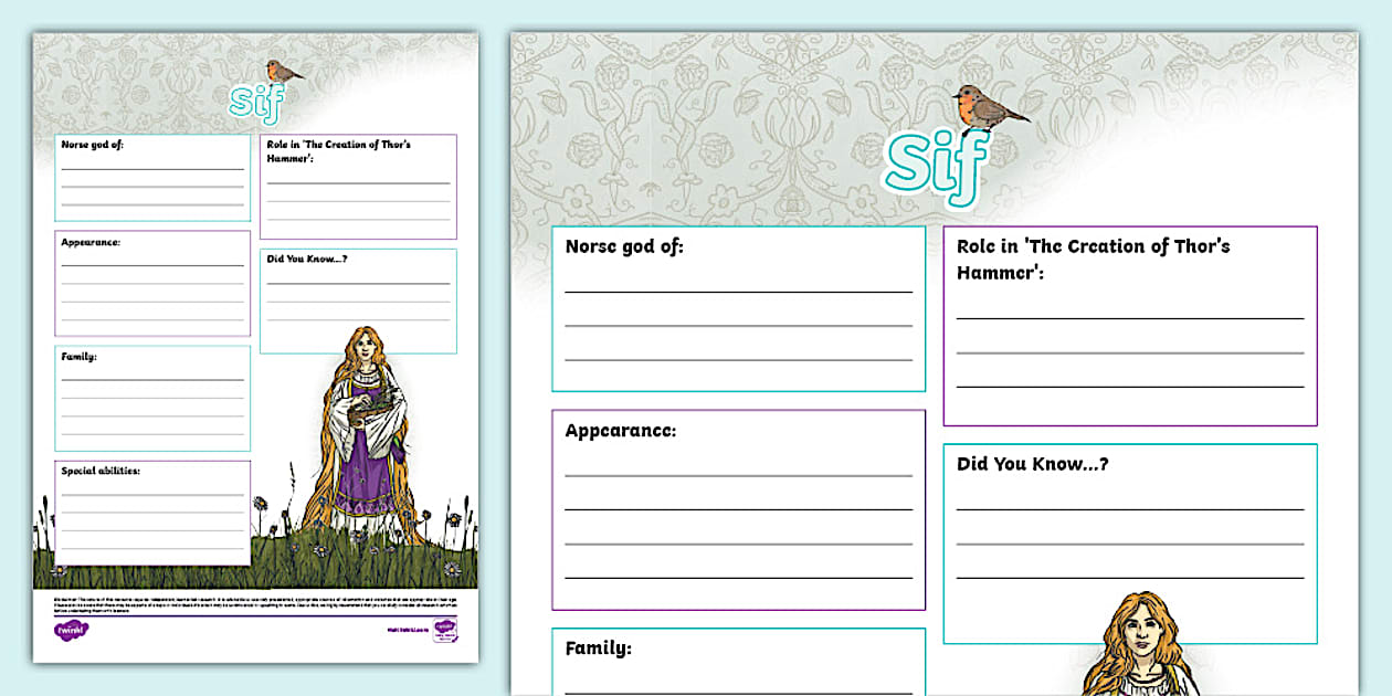 Sif Goddess of Earth, Home and Crops Fact File Template