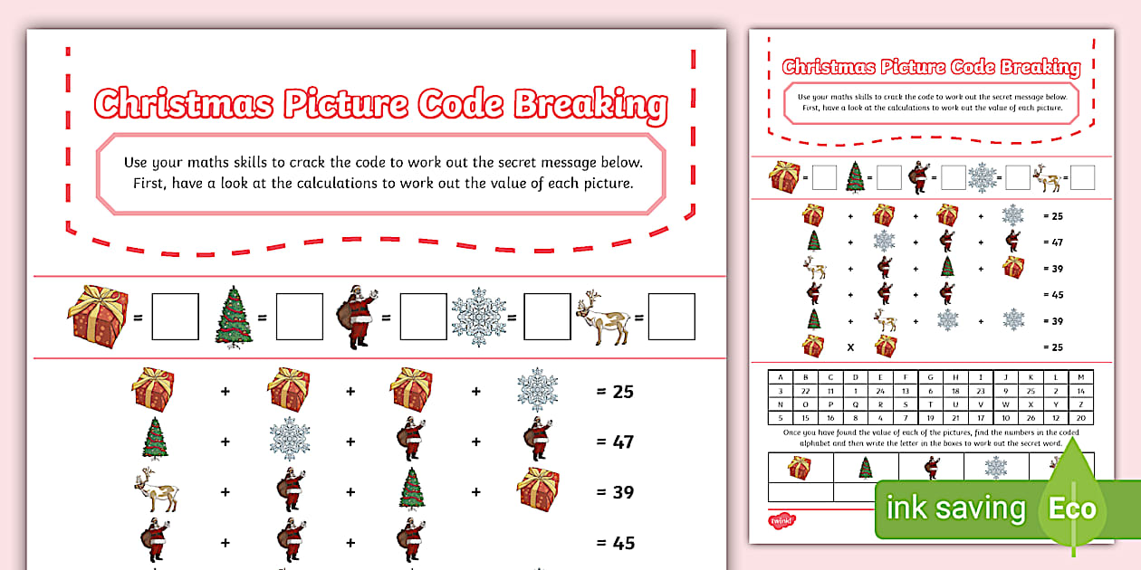 Christmas Picture Code Breaking (teacher made) - Twinkl