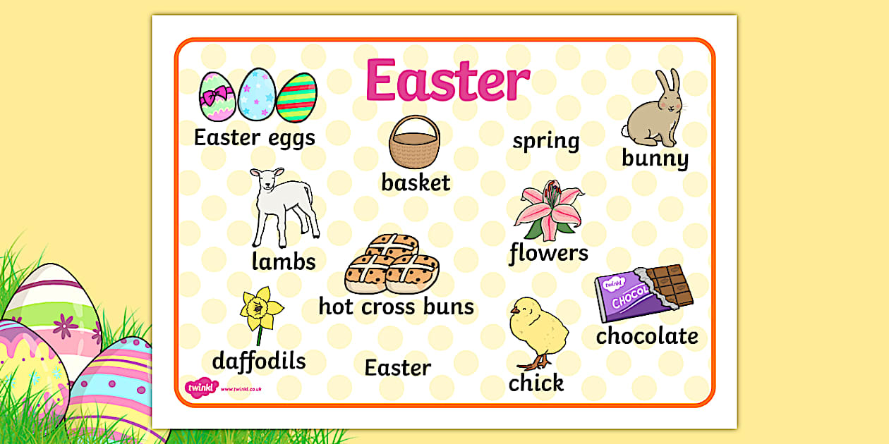 Easter Word Bank (teacher made) - Twinkl