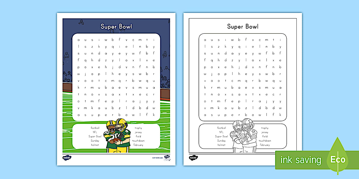 Super Bowl Word Search for Kids | K-2 ELA Resource | Twinkl