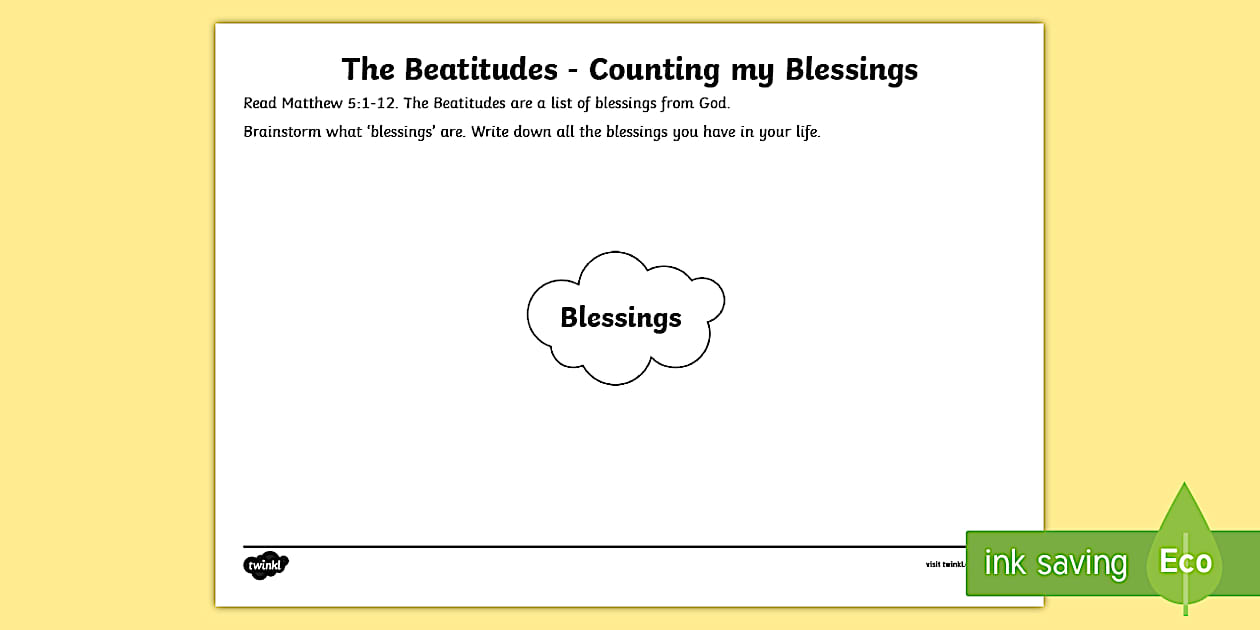 The Beatitudes Counting my Blessings Worksheet / Worksheet-Scottish