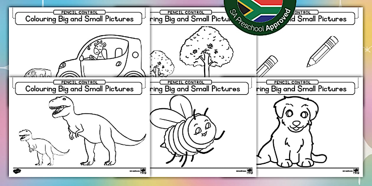 Preschool: Pencil Control- Colouring Big and Small Pictures