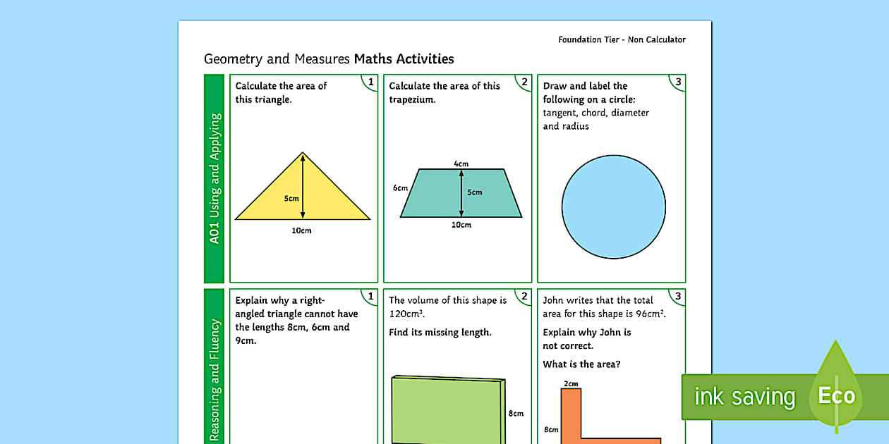 Foundation Geometry and Measure Revision Mat | KS4 Maths