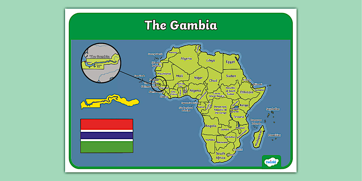 The Gambia Map Display Poster (professor feito) - Twinkl