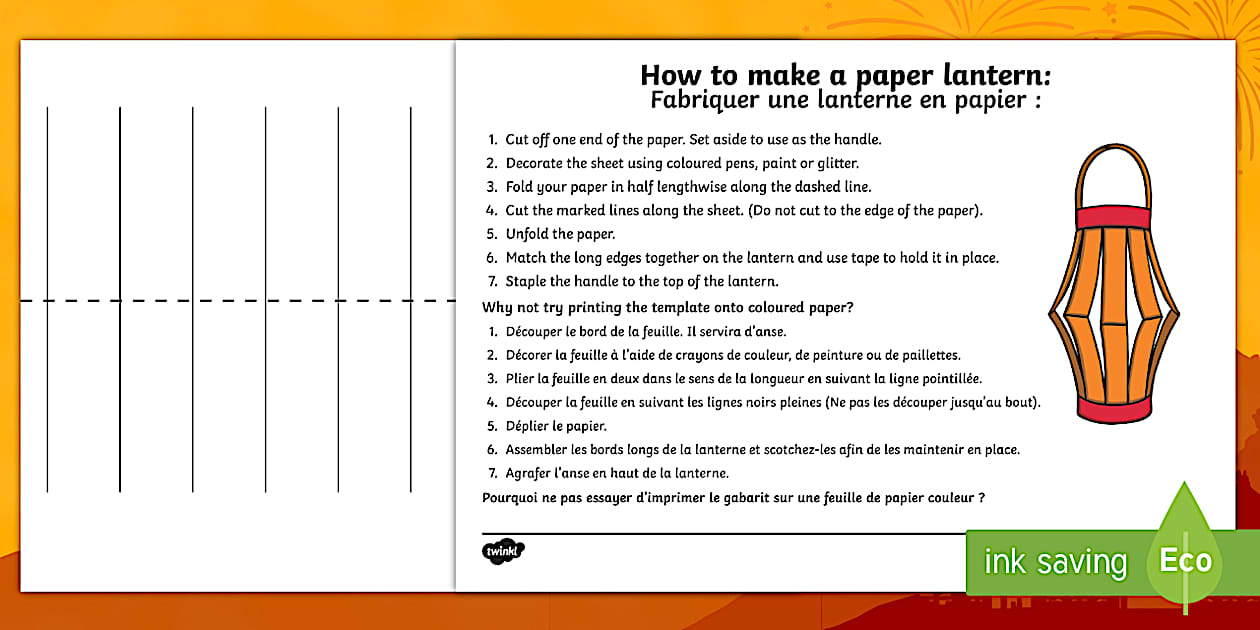 Make a Paper Lantern Activity English/French (teacher made)