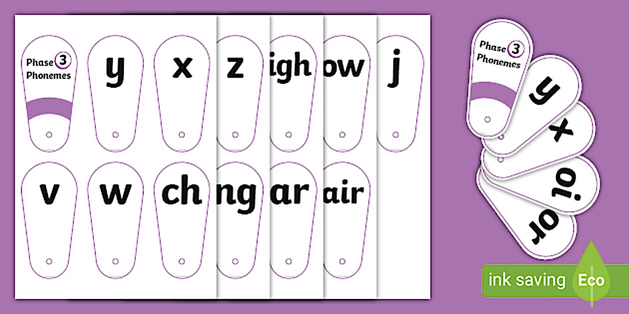 Cursive Phase 3 Phoneme Fans (professor feito) - Twinkl