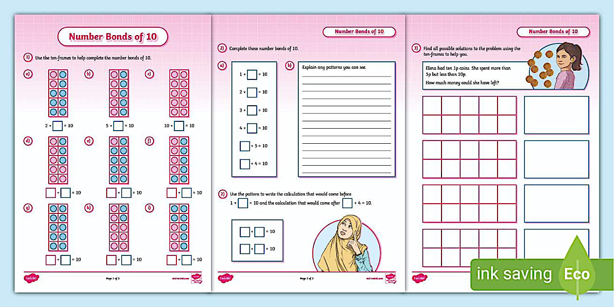 👉 KS2 Maths Number Bonds of 10 Worksheet - Twinkl