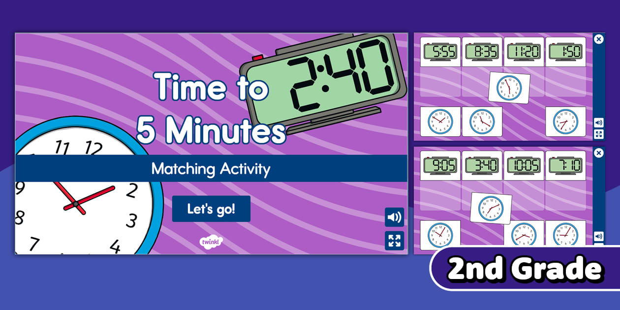 Interactive 2nd Grade Time to 5 Minutes Game | Twinkl USA