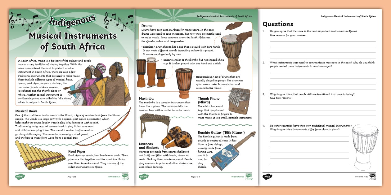 Indigenous Musical Instruments of South Africa - Twinkl