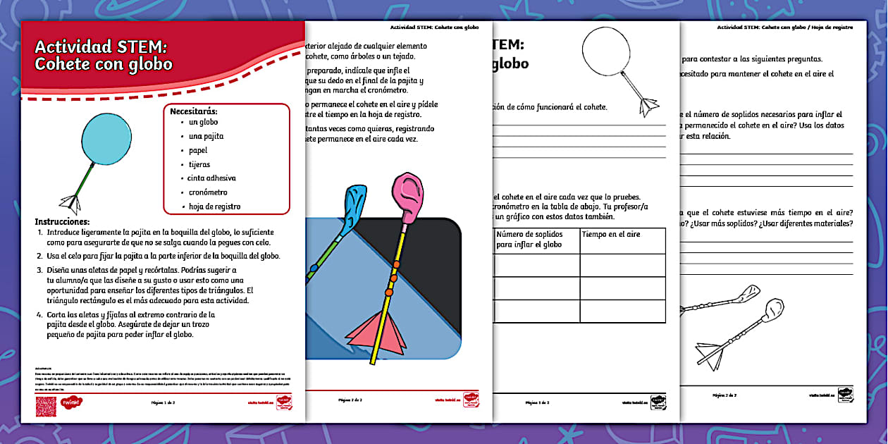 Actividad STEM: Cohete con globo (Hecho por educadores)