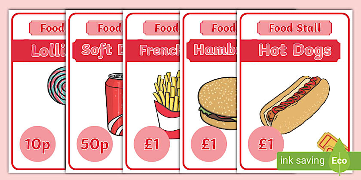 Cursive The Fairground Food Stall Role Play Posters - Twinkl