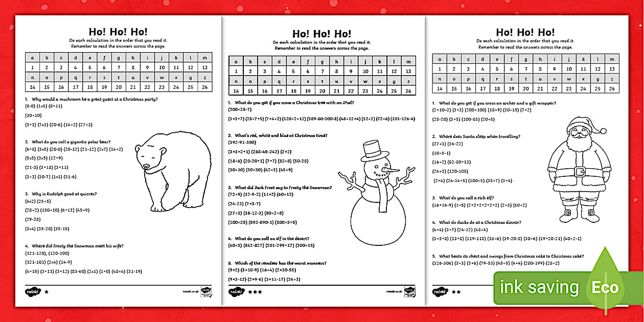 Crack the Code | Christmas Joke Worksheet Pack - Twinkl