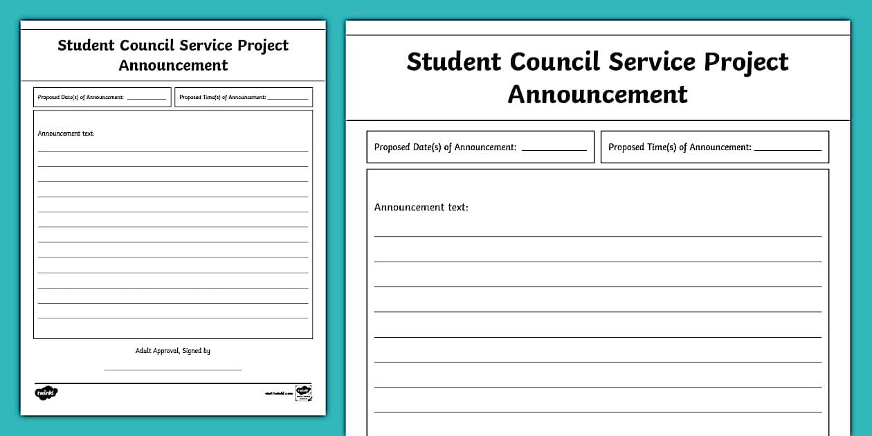 Student Council Service Project Announcement - Twinkl