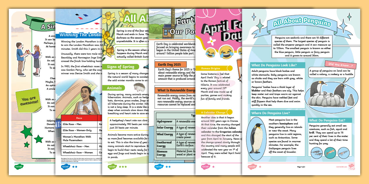 LKS2 April Reading Comprehension Activity Pack - Twinkl