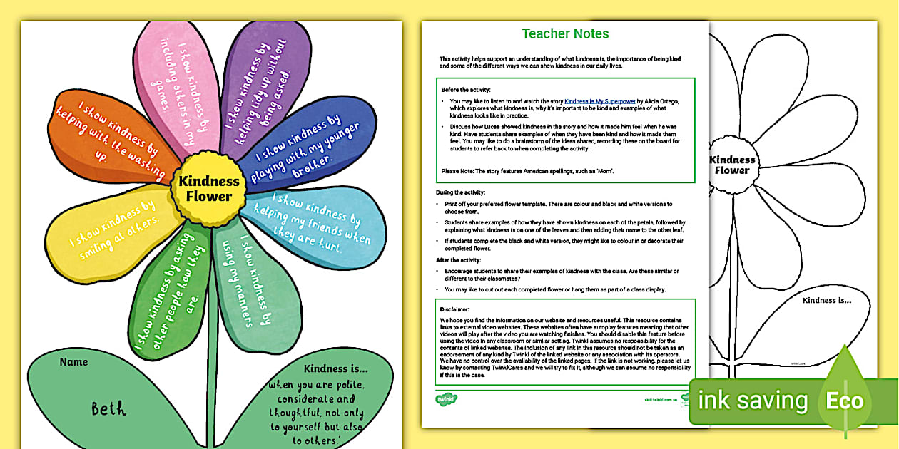 How I Show Kindness: Kindness Flowers (Teacher-Made)