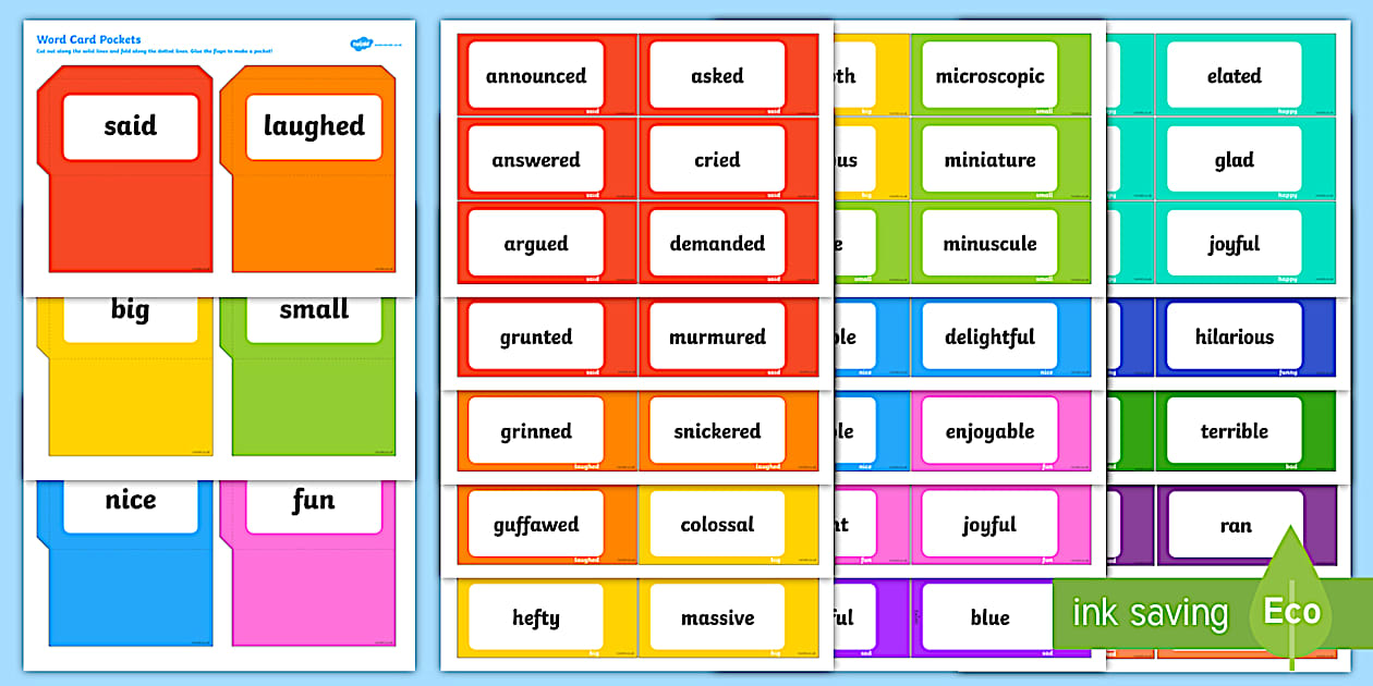 Editable Alternative Words Pockets (teacher made) - Twinkl