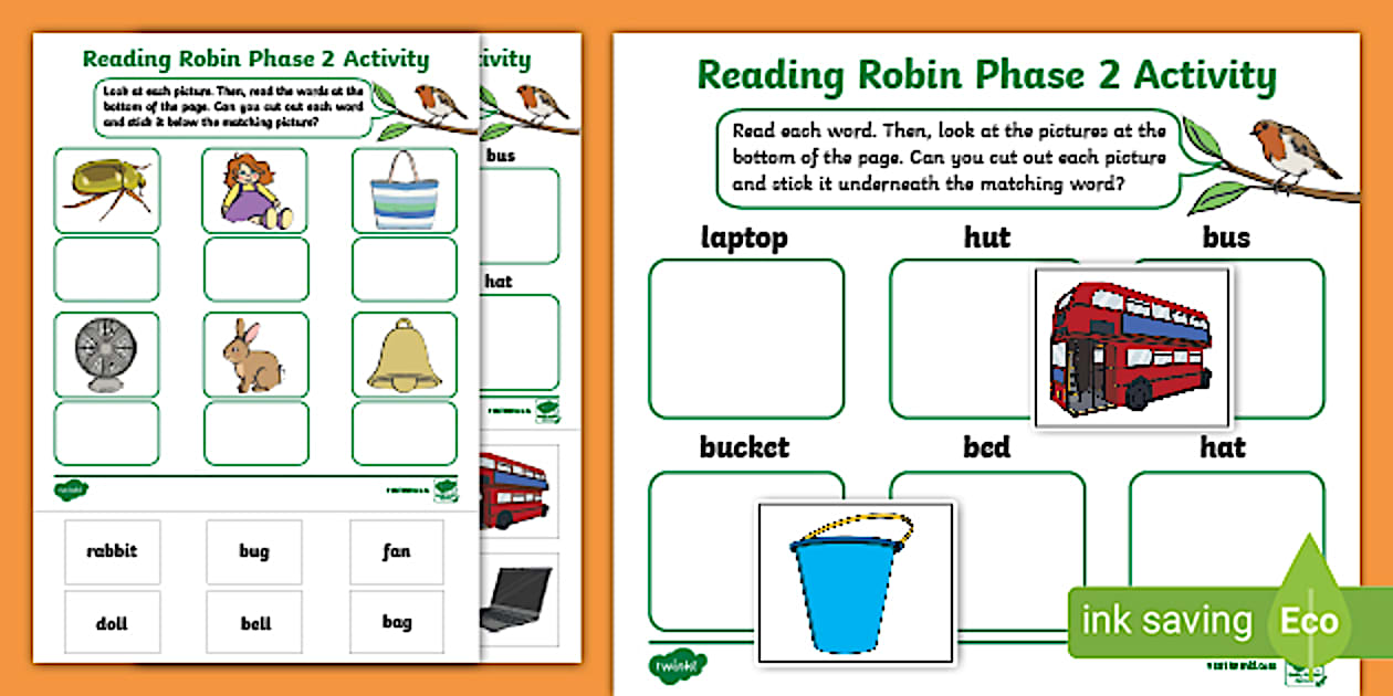 Editable Phase 2 Phonics Cut and Stick Activity - Twinkl