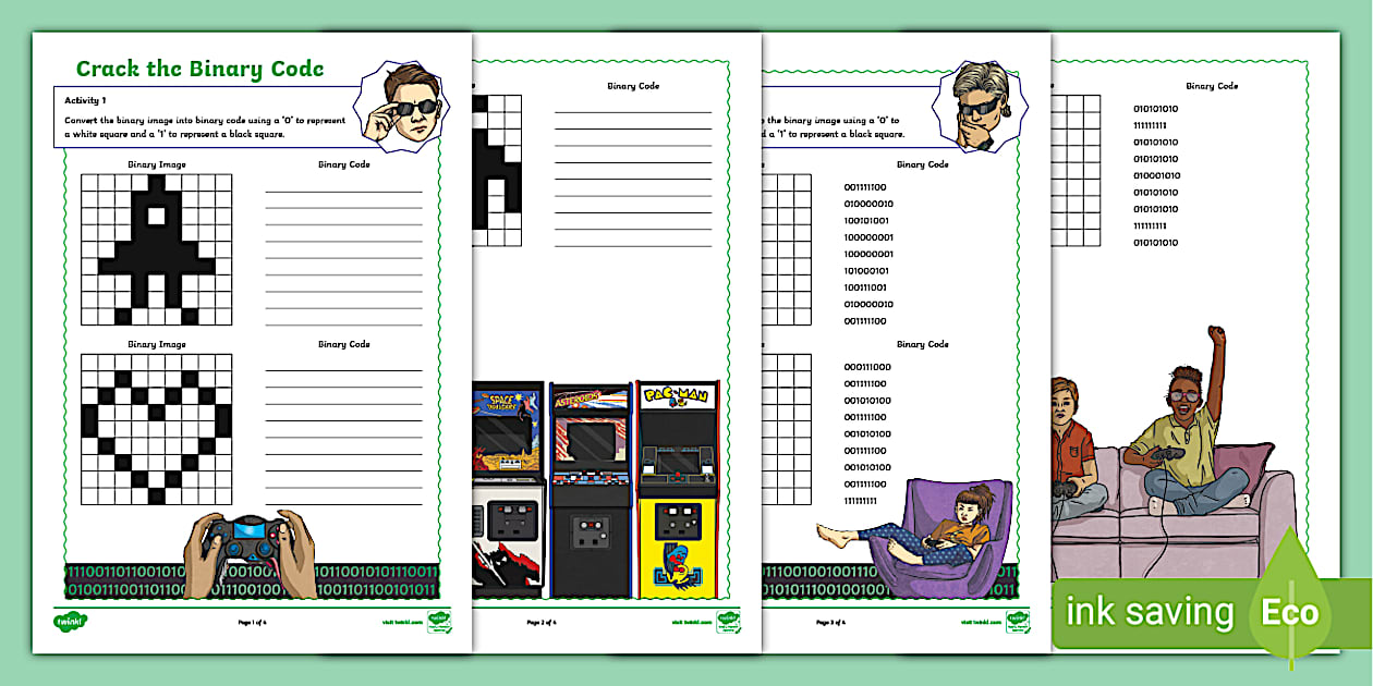 Crack the Binary Code - activity sheet- KS2 - Twinkl