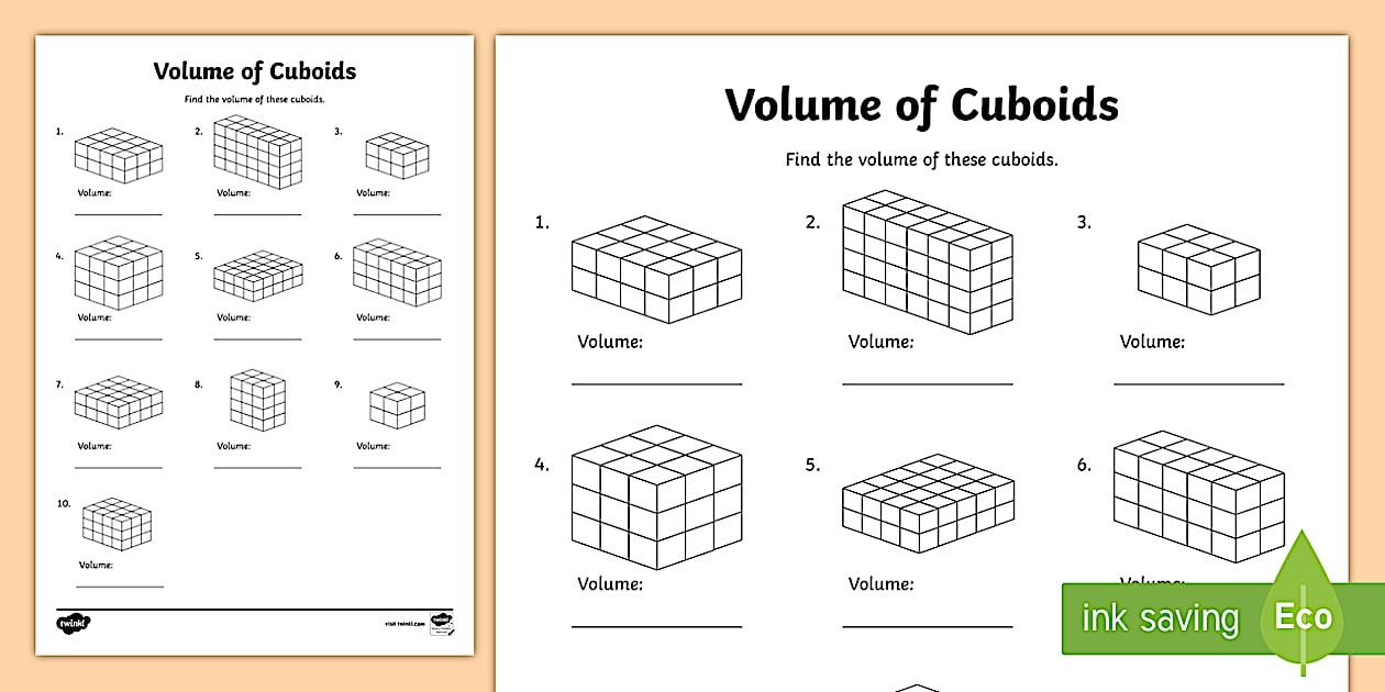 KS2 Volume of Cuboids Worksheet - Primary Resources - Twinkl
