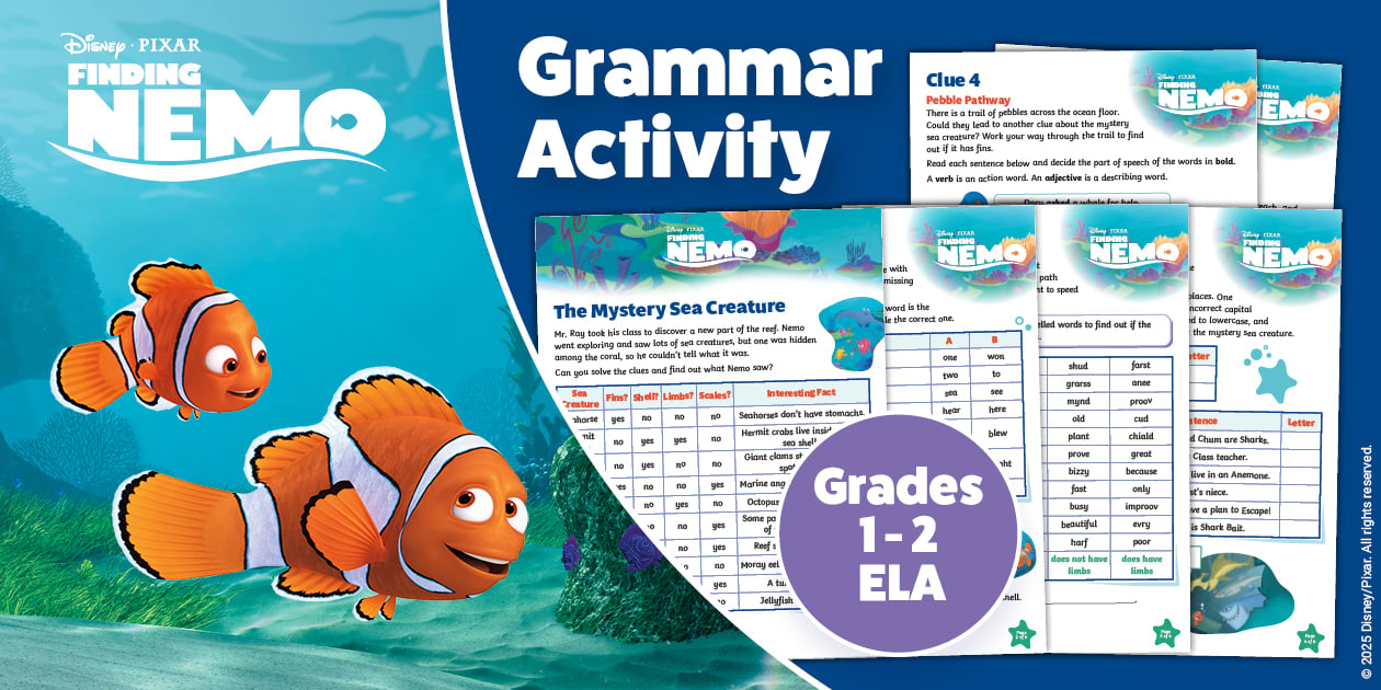 Finding Nemo: Grammar Mystery for 1st-2nd Grade
