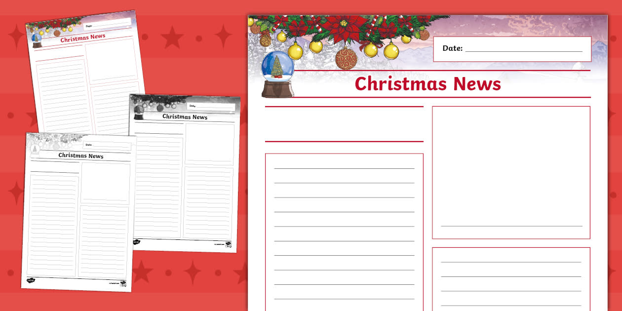 Write Your Own Christmas News Newspaper Template - Twinkl